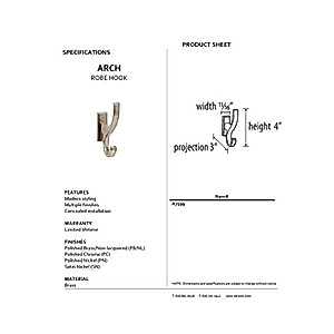 Alno A7599-PN Arch Modern Robe Hooks, Polished Nickel