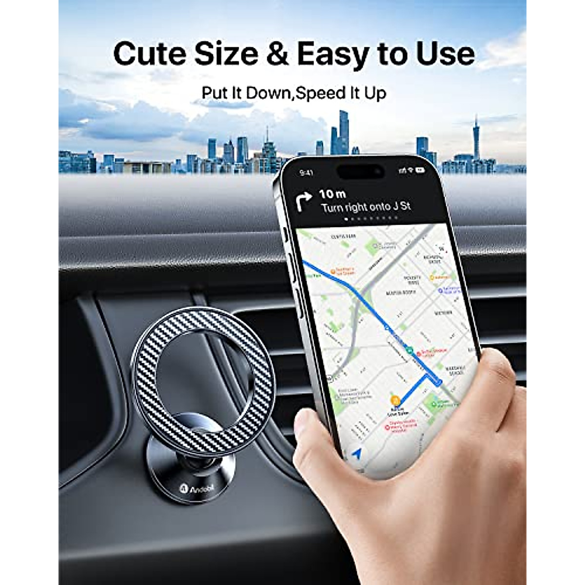 andobil Magnetic Phone Holder for Car [Small BUT Ultra Stable] All-Metal Dashboard Car Mount [Powerful 20 Magnets] Phone Mount for Car Compatible with iPhone 14 13 12 Pro Max/Samsung/MagSafe Case