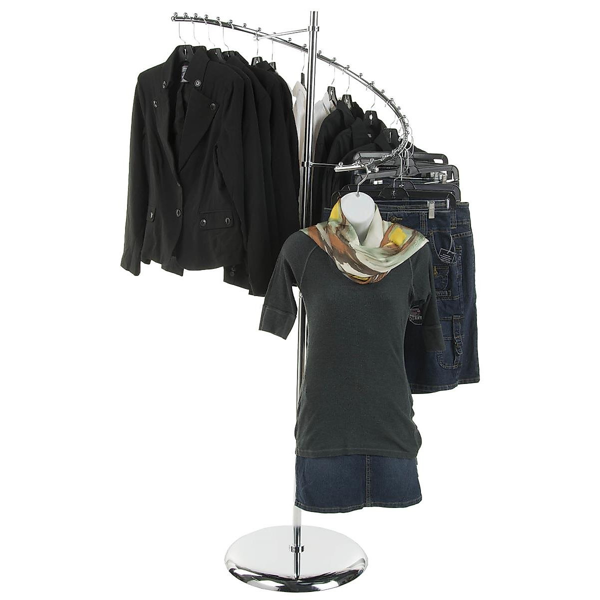 Displays2go Spiral Clothes Rack, Steel with Chrome Finish