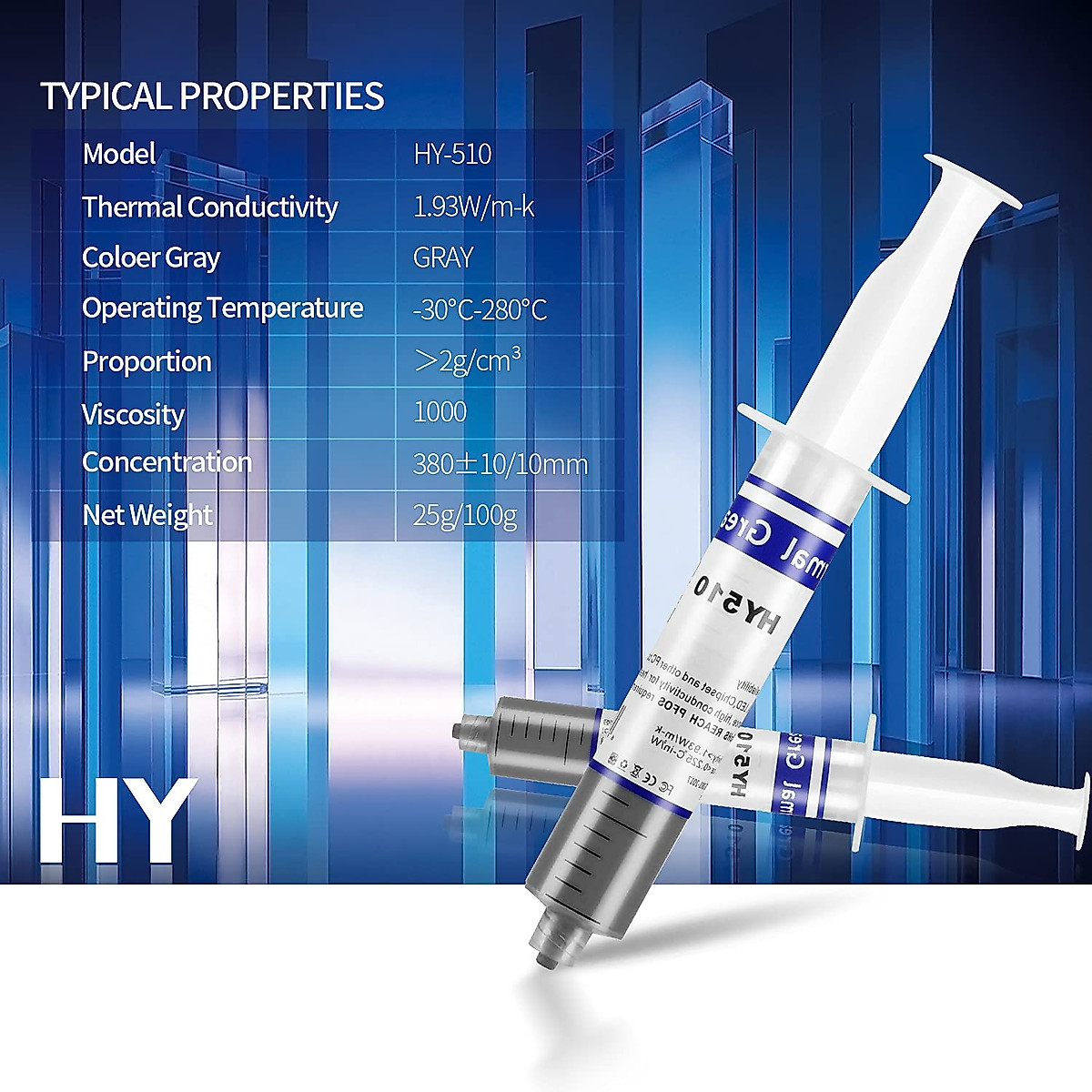 MoneyQiu HY-510-25g Thermal Conductivity: >1.93W/m-k CPU Thermal heatsink Paste Silicone Grease Compound Non-Conductive for pc CPU gpu PS4 25Gram