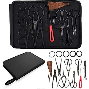 15 Pieces Bonsai Tree Kit, Bonsai Tools Set, Carbon Steel Scissor Cutter Shear, Perfect Gardening Trimming Tools