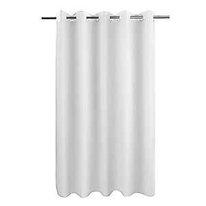 Extra Long Shower Curtain No Hooks or Liner Needed - Soft Microfiber 84" Long Fabric Shower Curtain Liner Set, Machine Washable & Water Repellent, White