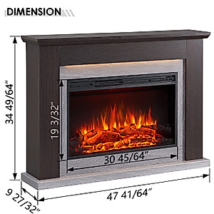 LegendFlame® Harrison Electric Fireplace with 48" Mantel Surround and Jaden 31" Insert, Espresso Oak with Light Grey Marble Finish