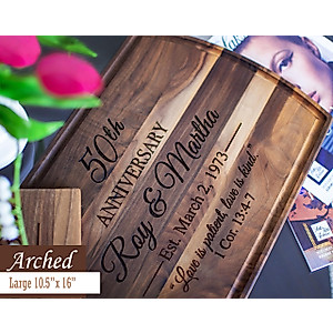 Personalized Wood Cutting Board Handmade in USA – Best Serves as Chopping board, Charcuterie board, Cheese board – Unique Wooden 50th Wedding Anniversary Gift for Couple, 50th Anniversary Couple Gift