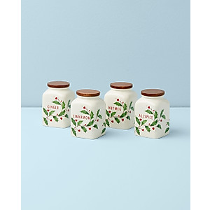 Lenox 895048 Holiday Baking Spice Jars, Set of 4, Christmas Theme
