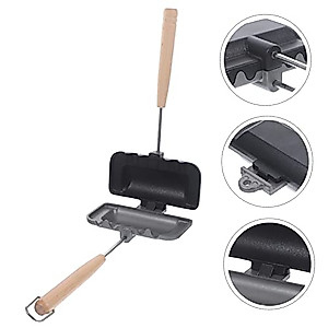 SHOWERORO Sandwich Pan Loaf Bread Pan Toaster Oven Pans Bread Mold Baking Pan Kitchen Bread Frying Pan Sandwich Baking Pan Aluminum, Wood Non Stick Accessories Nonstick Cookware Grill Pan