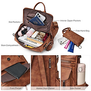 Shrrie Backpack Purse for Women Fashion Leather Backpack Purse Designer Travel Backpack Convertible Shoulder Bag with Wristlet