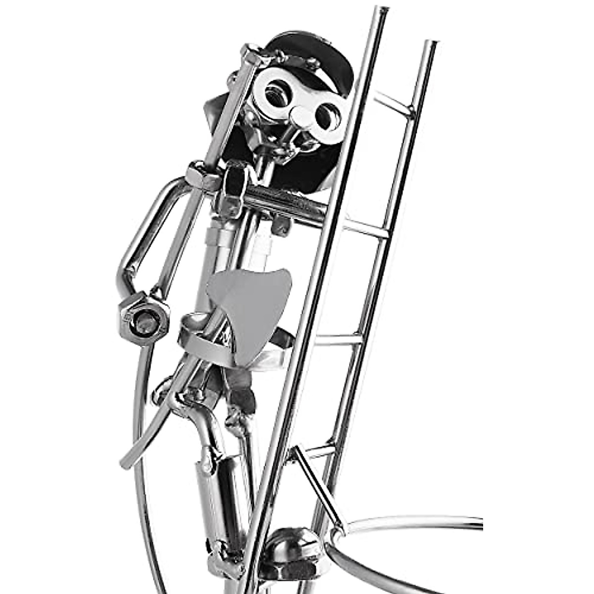 BRUBAKER Wine Bottle Holder 'Fire Fighter' - Table Top Metal Sculpture - with Greeting Card