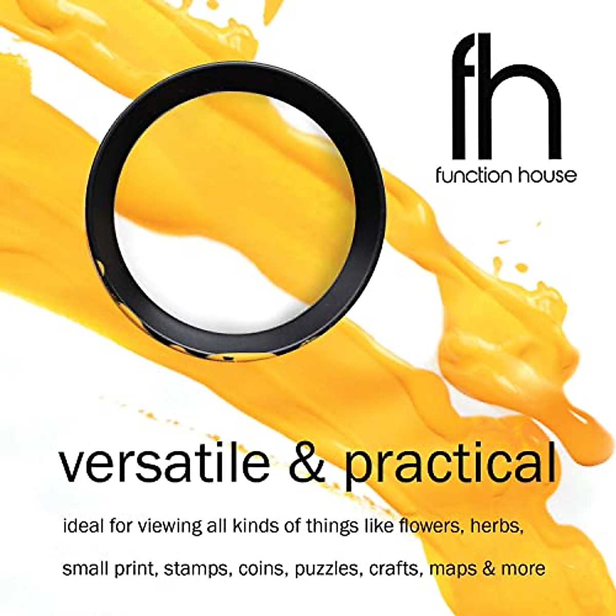 Magnifying Glass 5X Handheld for Jewelry, Coins, Stamps, Reading, Soldering, Inspection, Collecting, Aids in Macular Degeneration and Visual Impairment, Laboratory Magnifying Glass (Black)