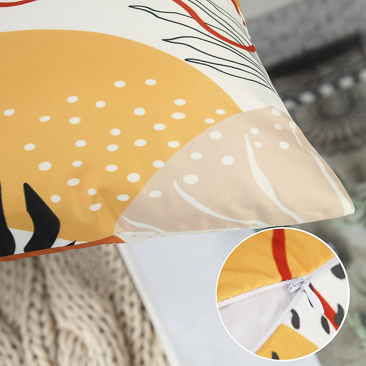 Merrycolor Outdoor Pillow Covers 20x20 Waterproof Throw Pillow Cover Flower Garden Farmhouse Outdoor Pillows Covers for Patio Furniture Set of 2,Black