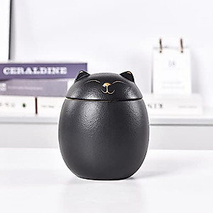 LMEILI Pet Urns for Cats Box Ashes Keepsake Memorial Cremation Small Dog Animal Ceramics Ashes Funeral Urn Personalized (Small Black)