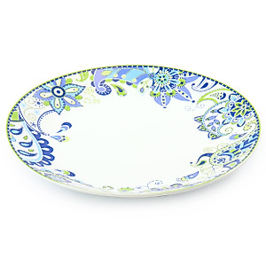 Elama Blue Crush 16 Piece Round Porcelain Dinnerware Set Mandala Paisley