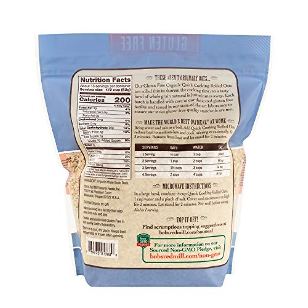 Bob's Red Mill Gluten Free Organic Quick Cooking Oats, 28-ounce (Pack of 4)