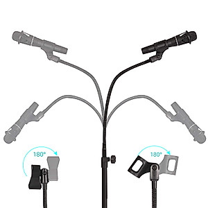 Boom Mic Stand-Kangziliang Mike Stand Gooseneck Microphone Stand Tripod Adjustable Height 3'- 6' with Mic Clips and 3/8" - 5/8" Adapter Microphone Stand for Singing