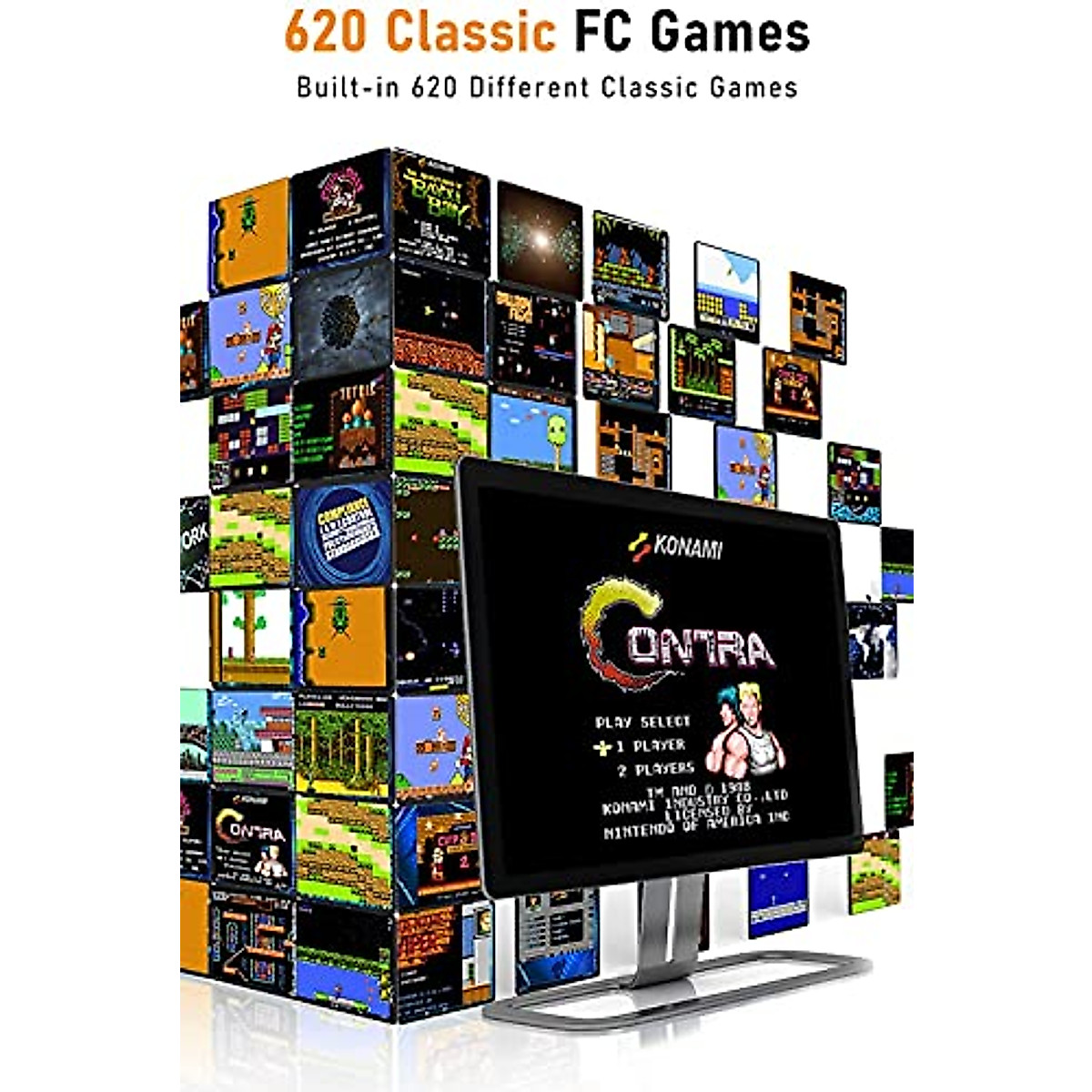 GameNext Mini Game Console Childhood Video Game Consoles Built-in 620 Games with NES Dual Controllers Handheld Game Player Console Classic System Edition Plug & Play For Kids & Adults
