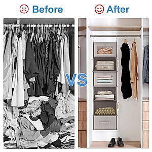 Fixwal 1 Pack 6-Shelf Hanging Closet Organizer, 2 Separable 3-Shelf Hanging Shelves with 3 Drawers Clothes Organizer Shelves for Bedroom Closet Rack