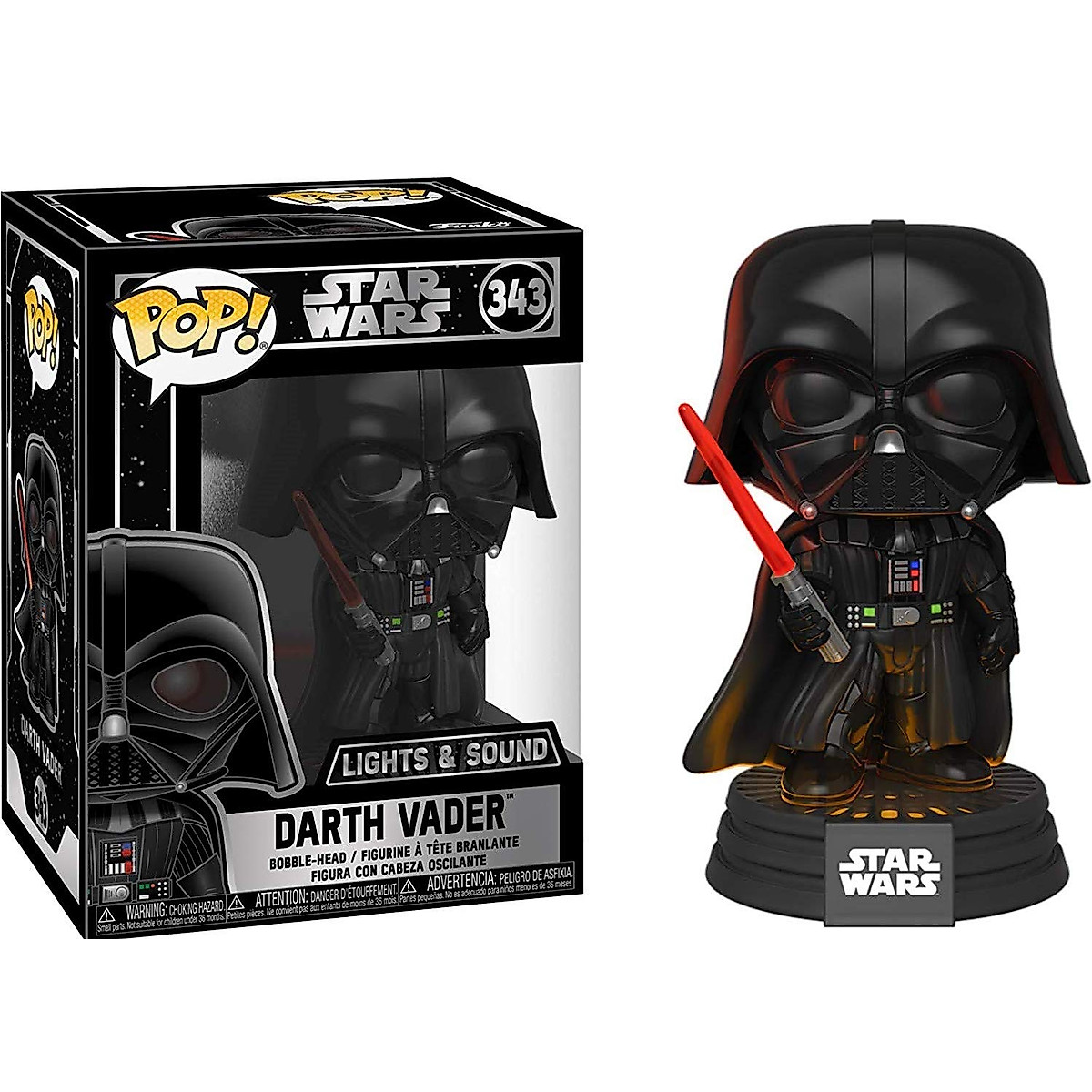 POP Star Wars: Darth Vader Electronic with Lights and Sound Funko Vinyl Figure (Bundled with Compatible Box Protector Case), Multicolor, 3.75 inches