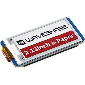 waveshare 2.13inch E-Paper Display Module(B) for Raspberry Pi Pico, 212×104 Pixels Red Black White Three Colors E-Ink Screen LCD SPI Interface Wide Viewing Angle Paper-Like Effect