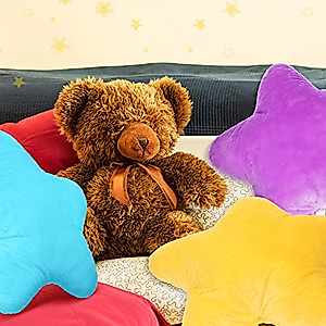 3 Pack Star Shaped Plush Pillow Stuffed Cushion Decorative Throw Pillow Star Pillow Aesthetic Fun Star Shaped Pillow Blue Violet Yellow Star Pillow for Bedroom Room Bed 15.75 x 15.75 Inch (Solid)