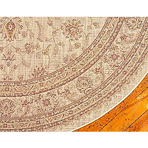 Unique Loom Voyage Collection Traditional Oriental Classic Area Rug (3' 3 x 3' 3 Round, Ivory/Gold)