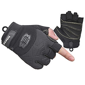 Seibertron Half Finger Padded Palm Lightweight Breathable Climbing Rope Gloves for Climbers, Rock Climbing, Rescue, Adventure, Sailing, Kayaking, Outdoor Sports Black M