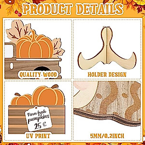 Maitys 21 Pcs Fall Thanksgiving Tiered Tray Decor Set Fall Pumpkin Gnome Truck Wood Sign Rustic Farmhouse Decor Hello Fall Wood Bead Decorative Tabletop Sign for Autumn Thanksgiving Day Table Holiday