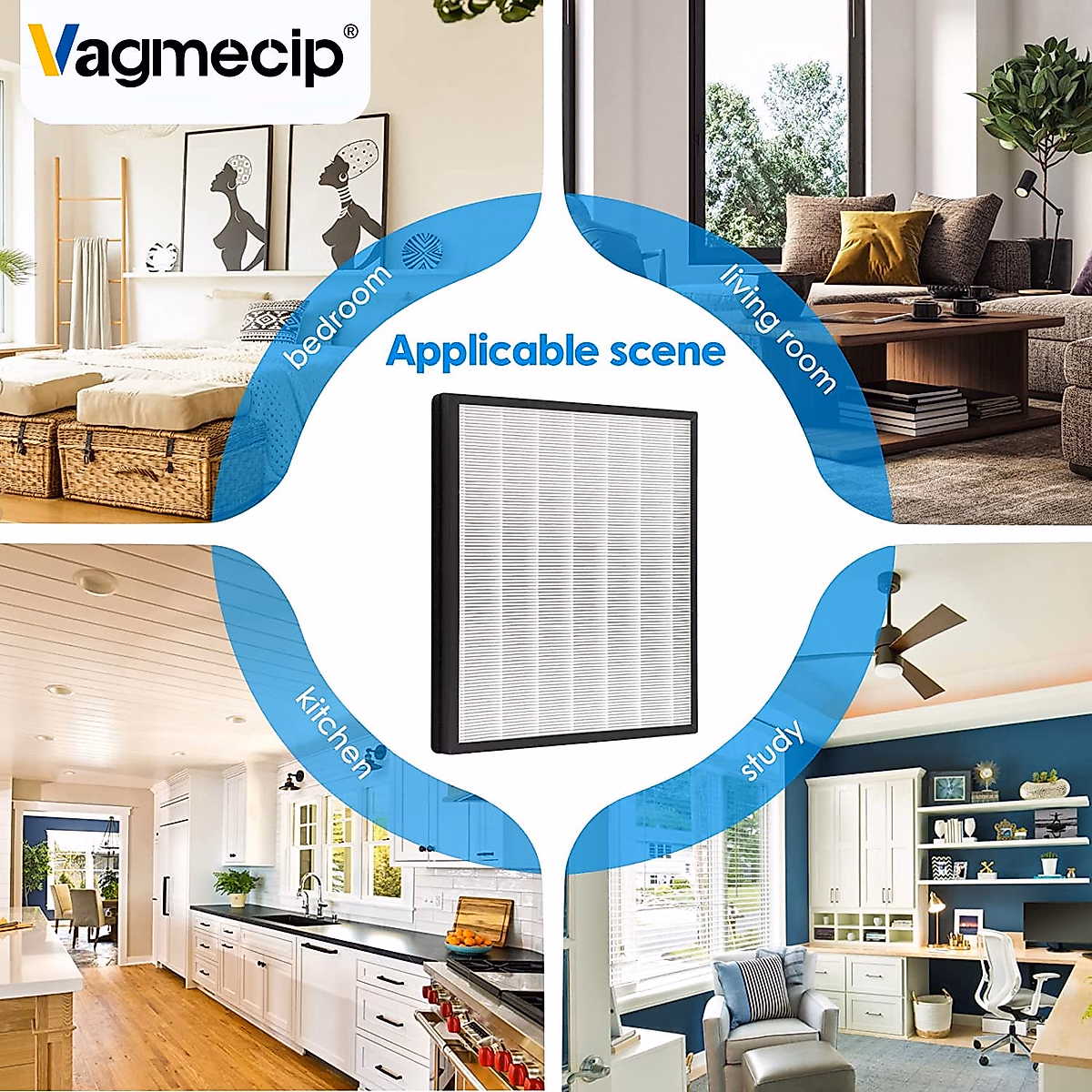 3 In 1 True HEPA Filter for Shark Air Purifier 4, Compatible with Shark HE400 HE401 HE402 HE405 Filter Replacement, HE4FKPET, 1Pack