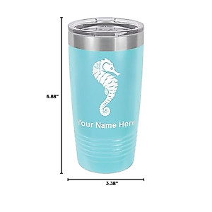 LaserGram 20oz Vacuum Insulated Tumbler Mug, Seahorse, Personalized Engraving Included (Light Blue)