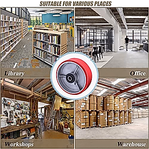 5"X 2" Heavy Duty Casters Wheels - Industrial Caster Wheels Polyurethane Caster Wheel with Strong Load-Bearing Capacity 4000 LB, Heavy Duty casters Wheel -Set of 4, Widely Used in Tool Box,Trail Jack