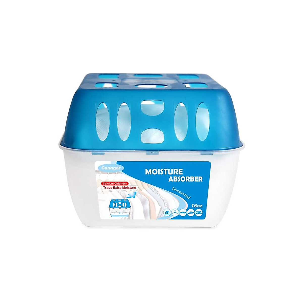 CANAGER Fragrance Free Moisture Absorber Box - 3 Packs, 16 oz Reusable Dehumidifier for Closets, Bedrooms, Bathrooms with Large Capacity.