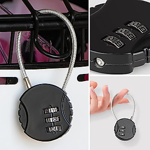 3 Pack Small Combination Lock, 3 Digit Luggage Locks Locker Lock, Resettable Digit Padlock for Gym, Luggage, Outdoor Fence, Case(Black, Silver, Blue)