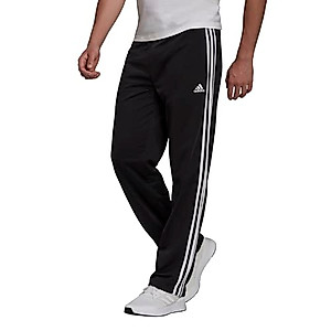 adidas Men's Essentials Warm-up Open Hem 3-stripes Tracksuit Bottoms, Black/White, X-Large/31" Inseam