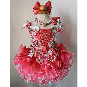 Jenniferwu G016 Infant Toddler Baby Newborn Little Girl's Pageant Party Birthday Dress Peach Size 18-24M