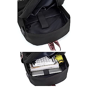 FSRONGXI 17Inch Anime Backpack for School Nezuko Bookbag Anime Rucksack with USB Charging Port, Free Keychain 17.7inch (Nezuko)