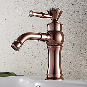 SJQKA-Cold and hot water tap rose gold, elegant lift open faucet, faucet with European diamond metal ware, faucet