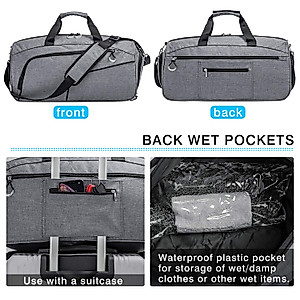 Kuston Sports Gym Bag with Shoes Compartment &Wet Pocket Gym Duffel Bag Overnight Bag for Men and Women