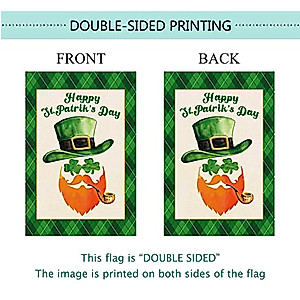 Baccessor St Patricks Day Garden Flag 12×18 Inch Double Sided Lucky Shamrock Clover Green Hat Welcome Burlap Yard Flags for Outside Yard Lawn Outdoor Irish St Patrick's Day Decoration