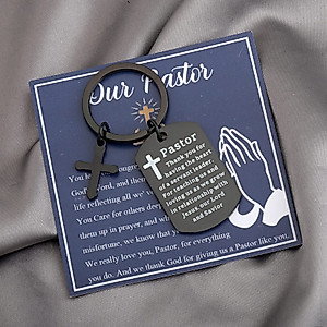 FEELMEM Pastor Appreciation Gift Religious Jewelry Pastor Thank You Keychain Church Gift Christian Preacher Gift Church Minister Gift (Pastor-ky)