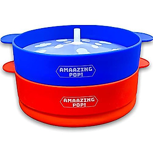 Amaazing Pop Silicone Popcorn Popper Bowl- Microwaveable Design- Non-Toxic BPA Free- Heat Resistant Material- Built in Handles- Environmentally Friendly- Dishwasher Safe- Easy Storage (Red) 8x8x2.25