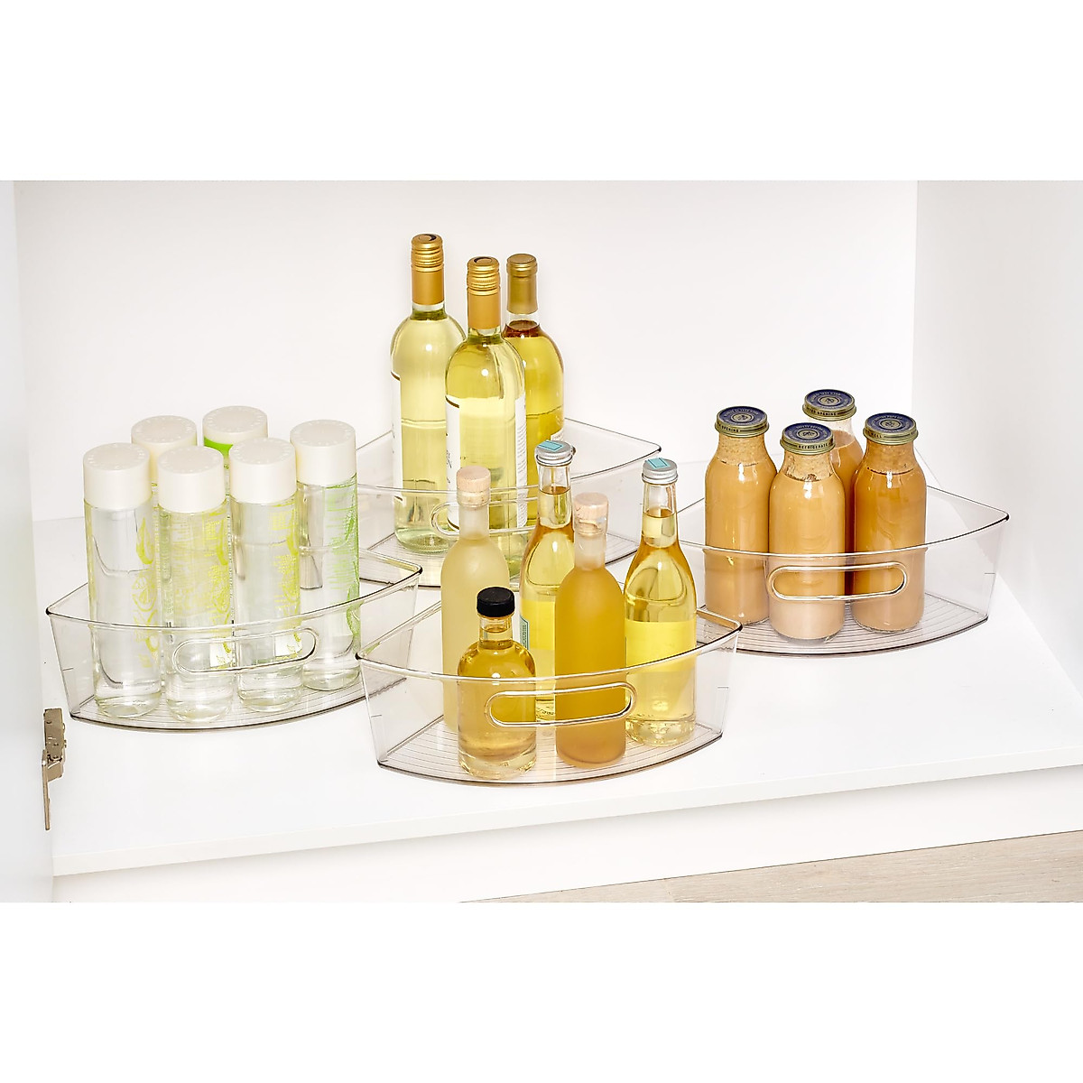 iDesign Plastic Lazy Susan Cabinet Storage Bin, 1/4 Wedge Container for Kitchen, Pantry, Counter, BPA-Free, 12.75" x 7.5" x 4.25", Set of 4, Clear