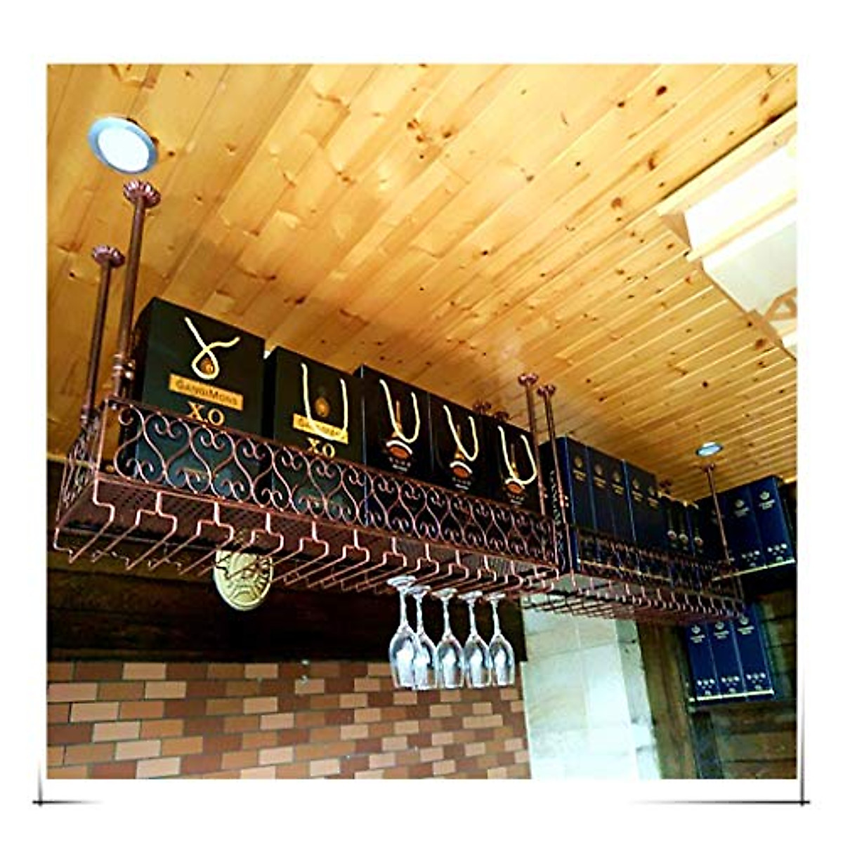 WXXGY Bar Glass Rack Ktv Hanging Goblet Rack Upside Down Wine Glass Rack Wine Glass Rack Bar Hanging Glass Rack European Style/Black/60X25Cm