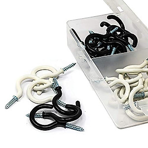 DIY.TK Cup Screw Hooks for Hanging, 32 Pack Ceiling Hooks 1-3/4 inch Vinyl Steel Cup Hooks Outdoor Indoor Porch Bathroom Kitchen Wall Hang Hooks for Coffee Tea Cup, Plant, Light, Mug – White,Black