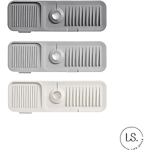 Life-Style, Silicone Faucet Mat, 17.7'' x 5.5'' Kitchen Sink Splash Guard,Sink Draining Pad Behind Faucet, 3 colors… (dark grey)