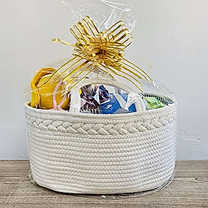 ABenkle Baby Diaper Caddy, Nursery Storage Bin and Car Organizer for Diapers and Baby Wipes, Cotton Rope Diaper Basket Caddy, Changing Table Diaper Storage Caddy Baby Gift Baskets, White