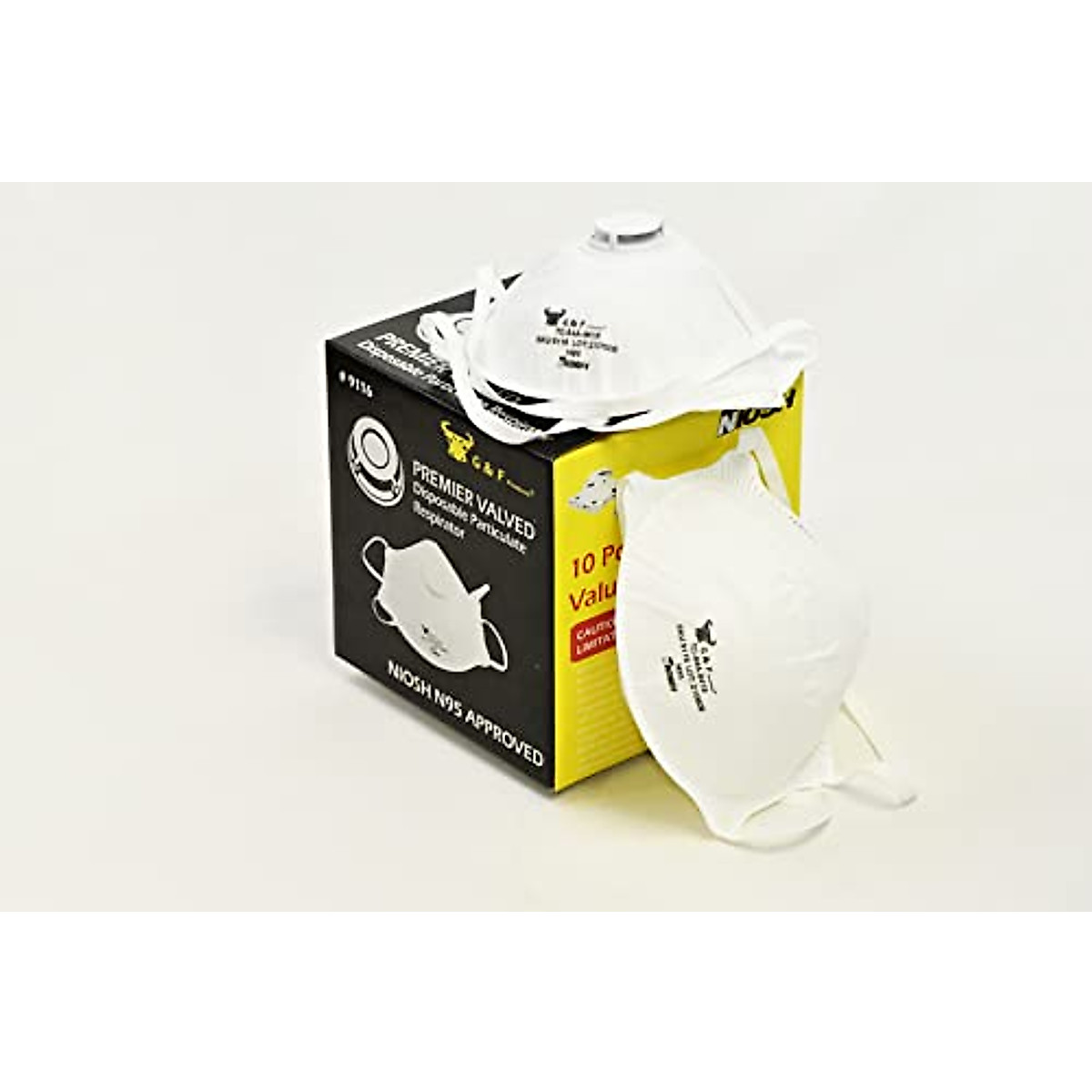 9116 Particulate Respirator Dust Mask with Valve, Two-Strap Cup Style Design, Lightweight with Cushioning Nose Foam, NIOSH Approved 10 Masks