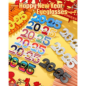 Riceshoot 10 Pairs 2025 New Years Eyeglasses 2025 Graduation Glasses 2025 New Years Eve Party Favors Supplies Glitter Number Glasses 2025 Props Eyeglasses for New Years Graduation Party