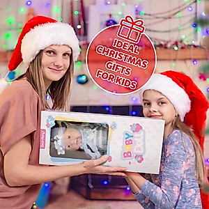 16" Washable Reborn Baby Doll - Lifelike Handmade Silicone Doll with Doll Accessories for Girls Boys Kids