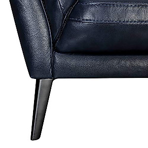 Armen Living Franz 87" Modern Leather Sofa, Blue Midnight
