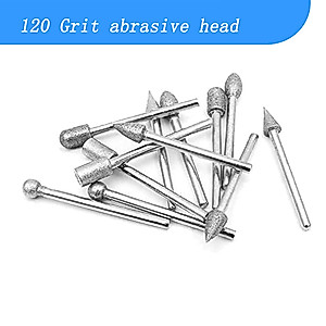 𝐋𝐮𝐨 𝐤𝐞 20 Pcs Diamond Burr Sets, 1/8 Inch Shank Stone Carving Sets Diamond Grinding Bits for Dremel Rotary Tools (120#)