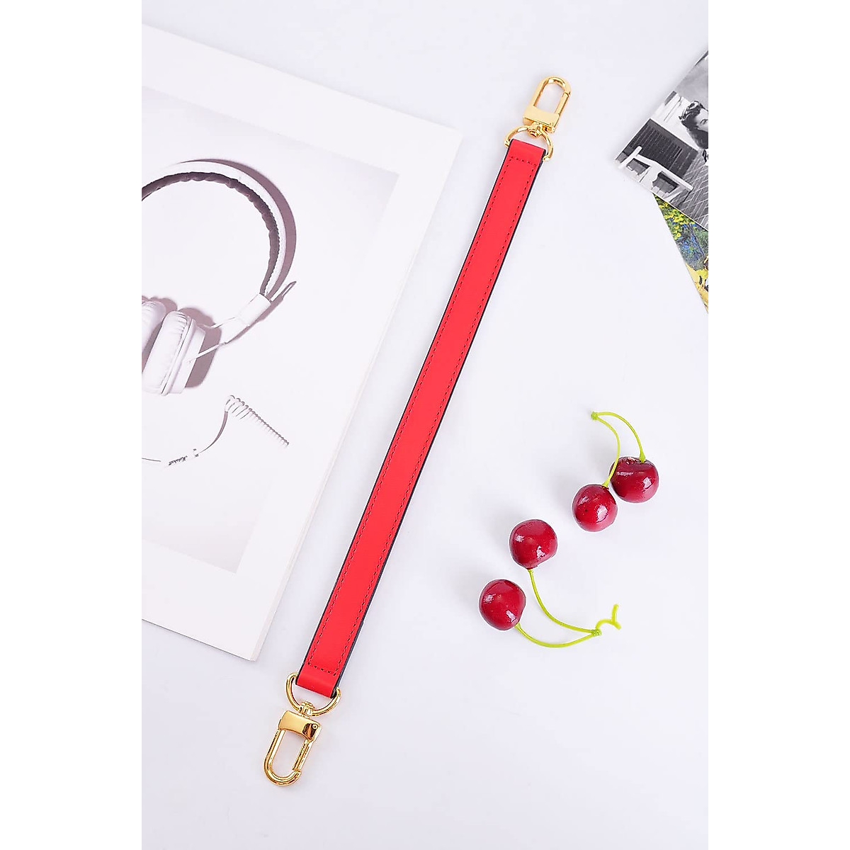 Genuine Leather Plain Strap Replacement Top Handle Leather Strap for Handbag (Red, 26 in)